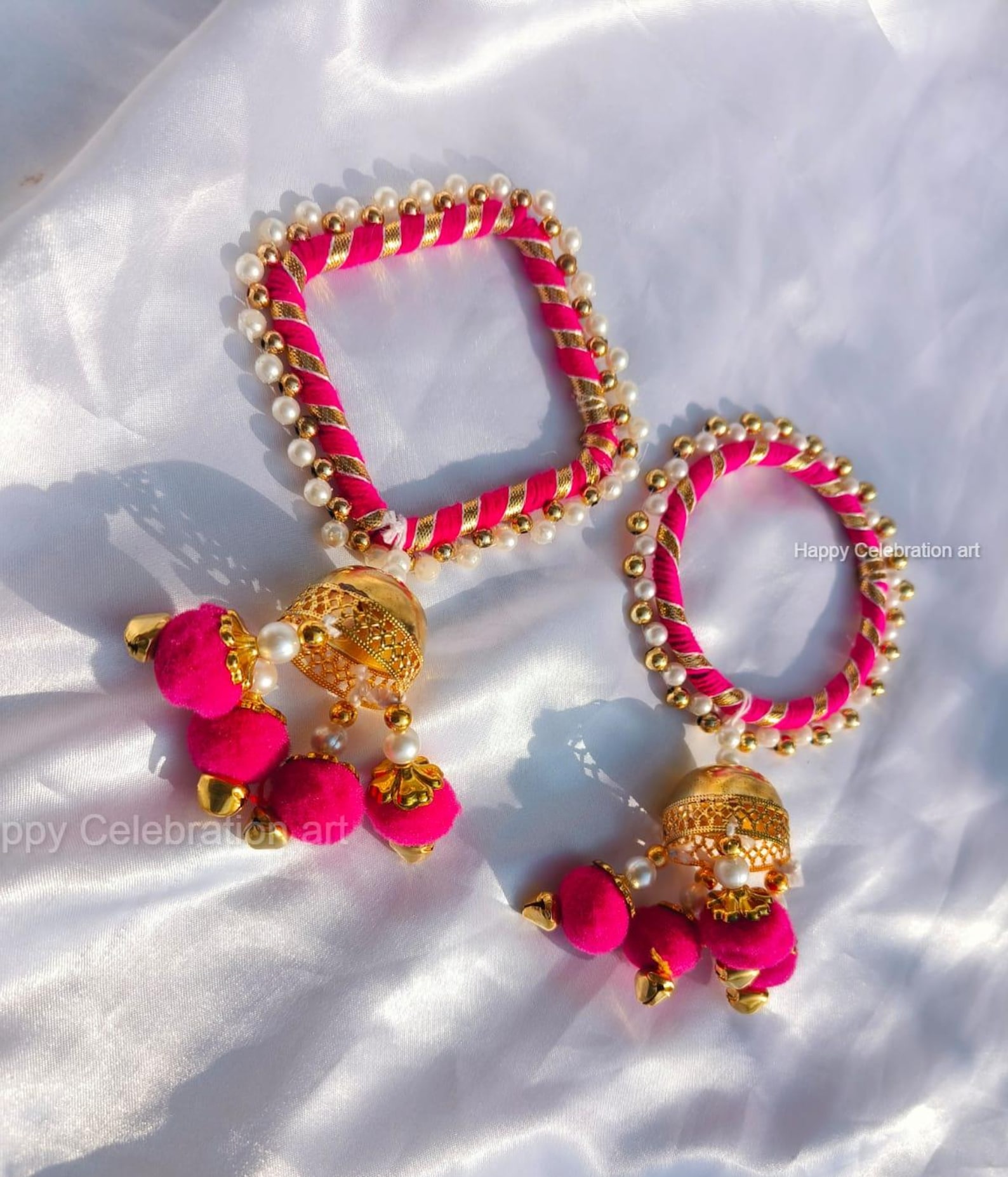Punjabi Bridal Kaleera Bangles: Silk Thread, Flowers & Beads - Etsy