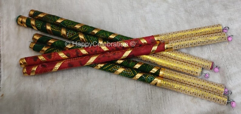 Bulk Traditional Wooden Bandhni Navratri Dandiya Sticks - Etsy