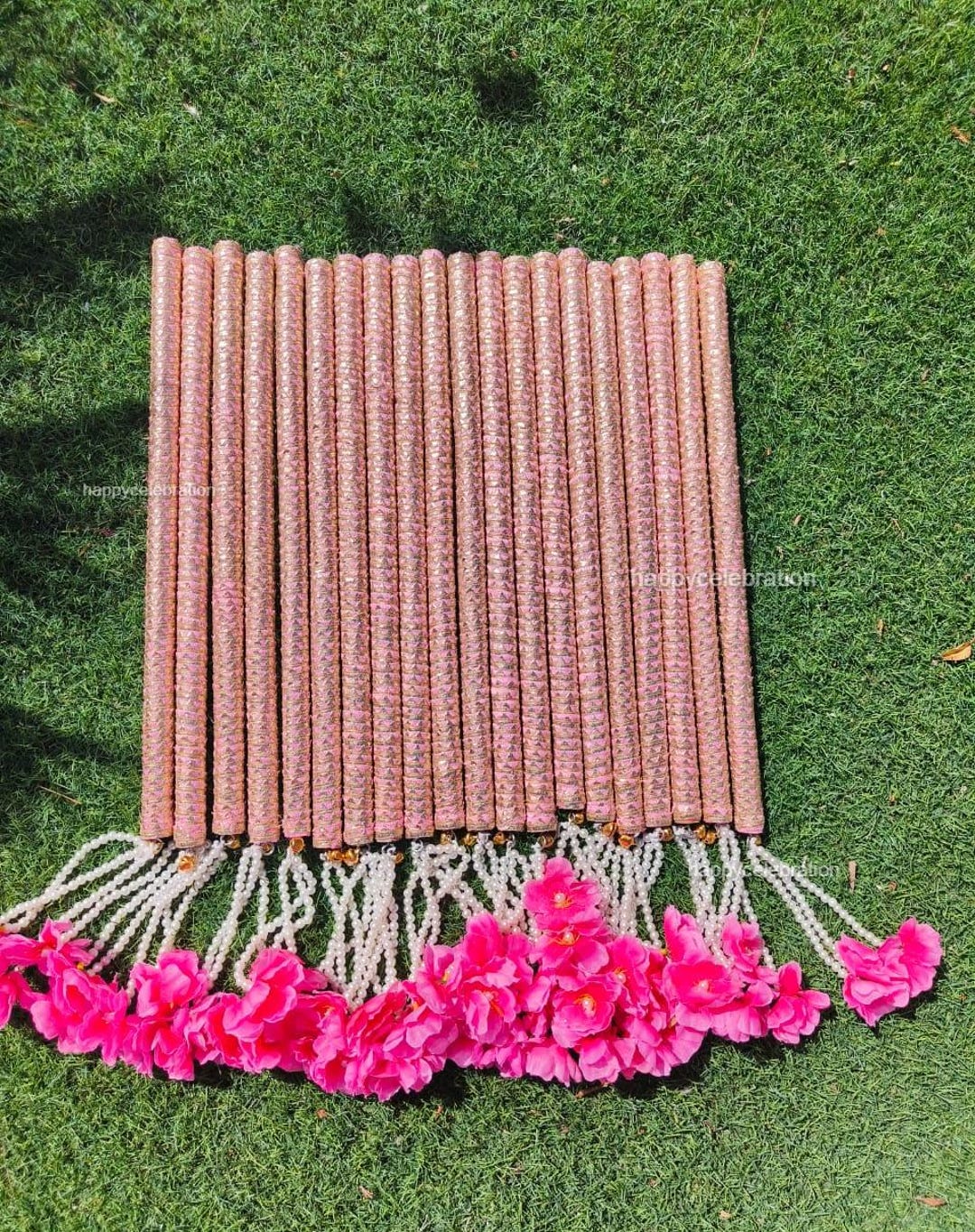 Baby Pink Dandiya Wooden Decorative Sticks, Bride and Groom Dance ...