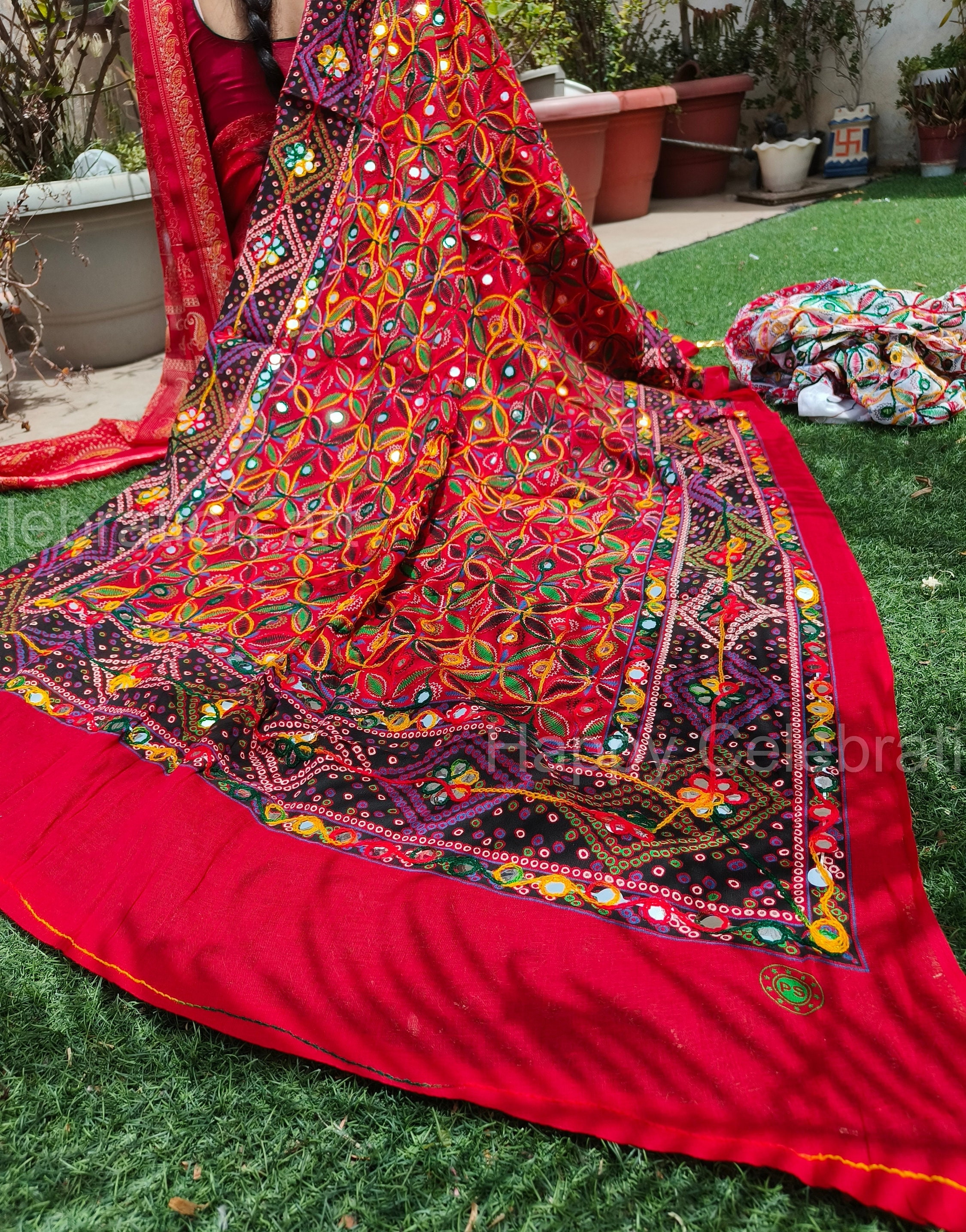 Embroidered Bandhej Pakistani Phulkari Dupatta/scarf/stole, Pakistani ...