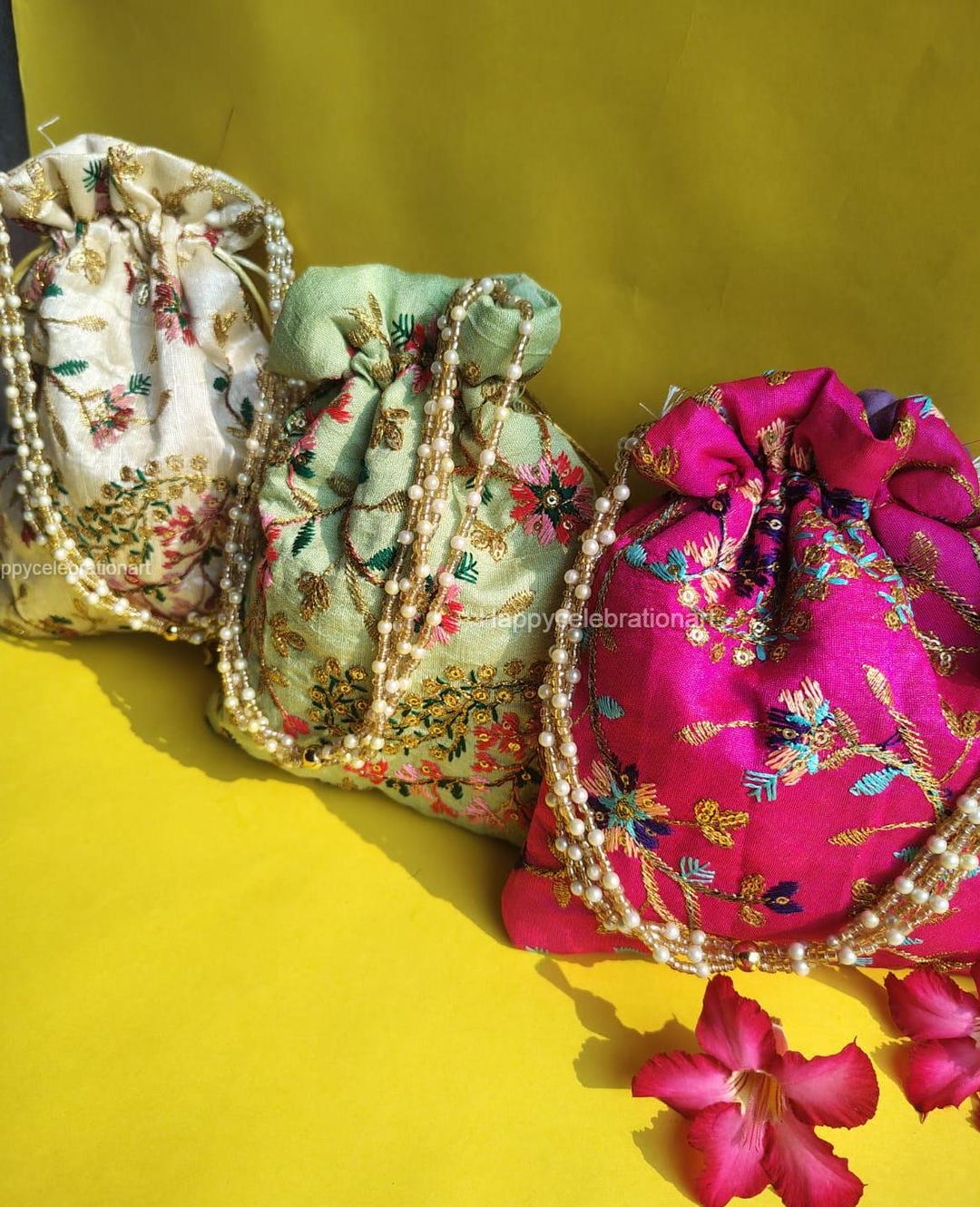 Lot of 50 -200 Piece Potli Bag,hand Embroidery Fancy Potli Bag, Wedding ...