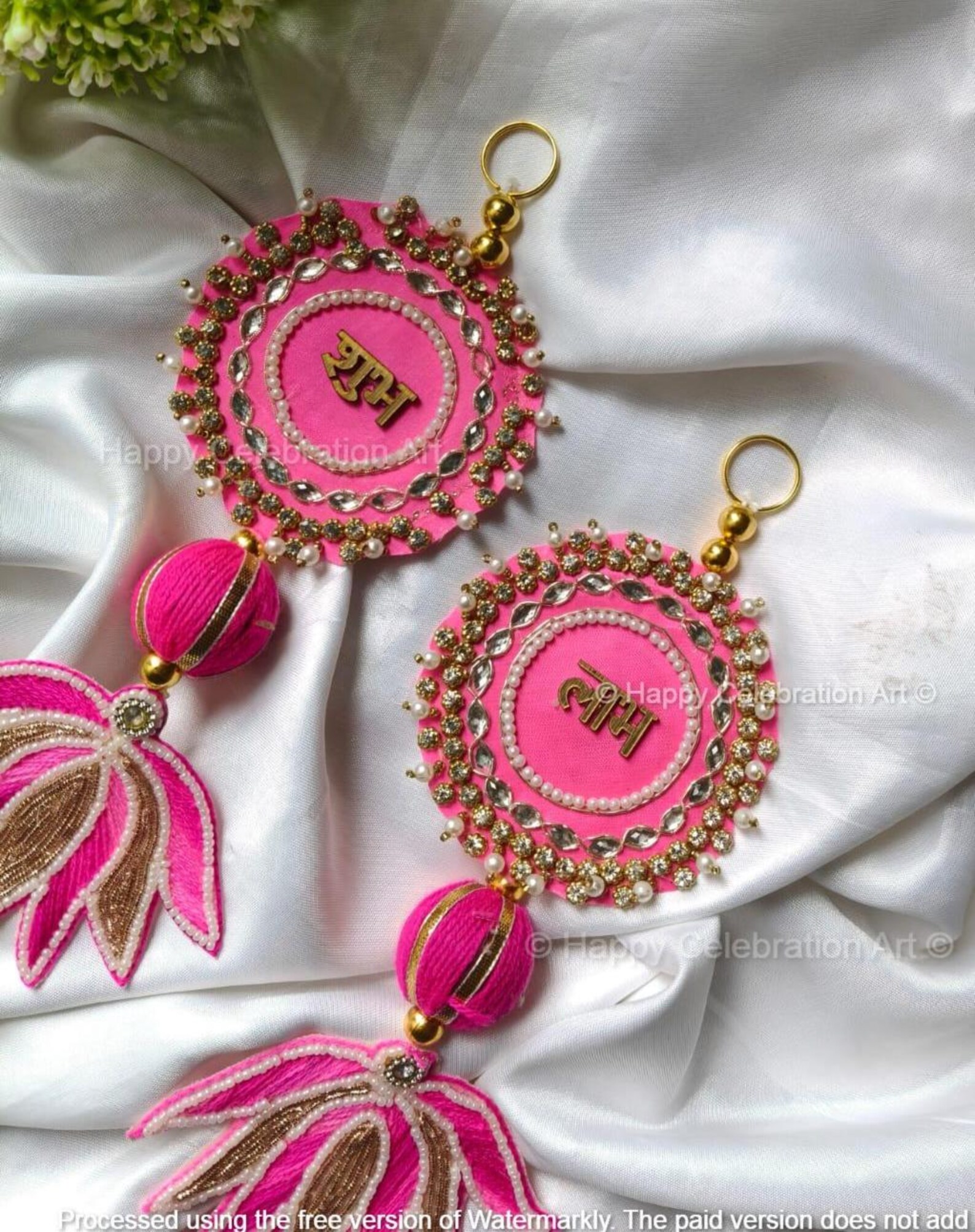 Pink Theme Shubh Labh Door Hanging Toran, Traditional Diwali Decor ...