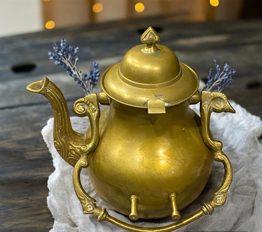 Vintage Brass Tea Kettle/ Tipping Teapot/ Made in India - Etsy