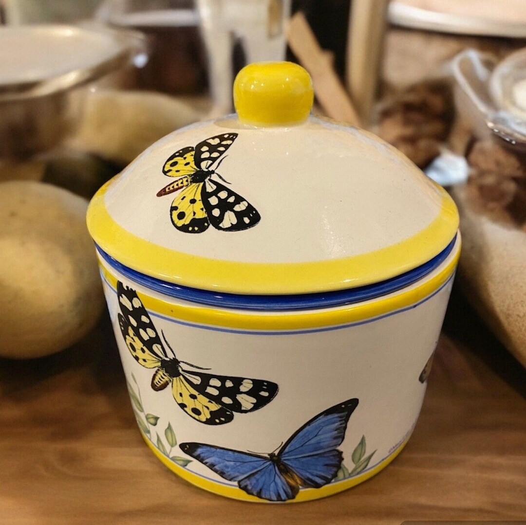 Butterfly 3 Piece Pottery Set / Blue / Yellow/ Counter Art - Etsy