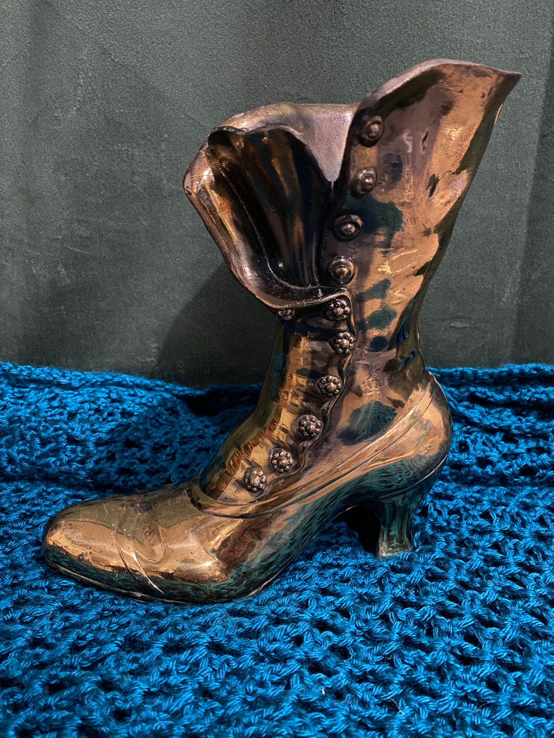 Vintage Brass Boot/ Victorian/ Laced Boot/ Brass/ Very Heavy - Etsy