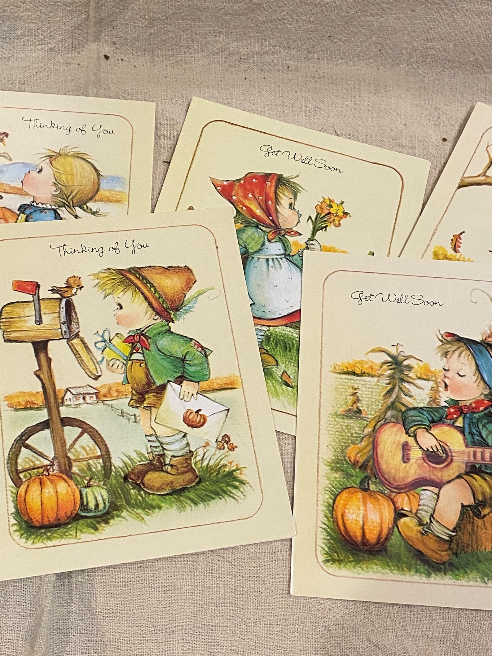 6 Vintage Little Children Greeting Cards/ Thinking of You/ Get Well ...