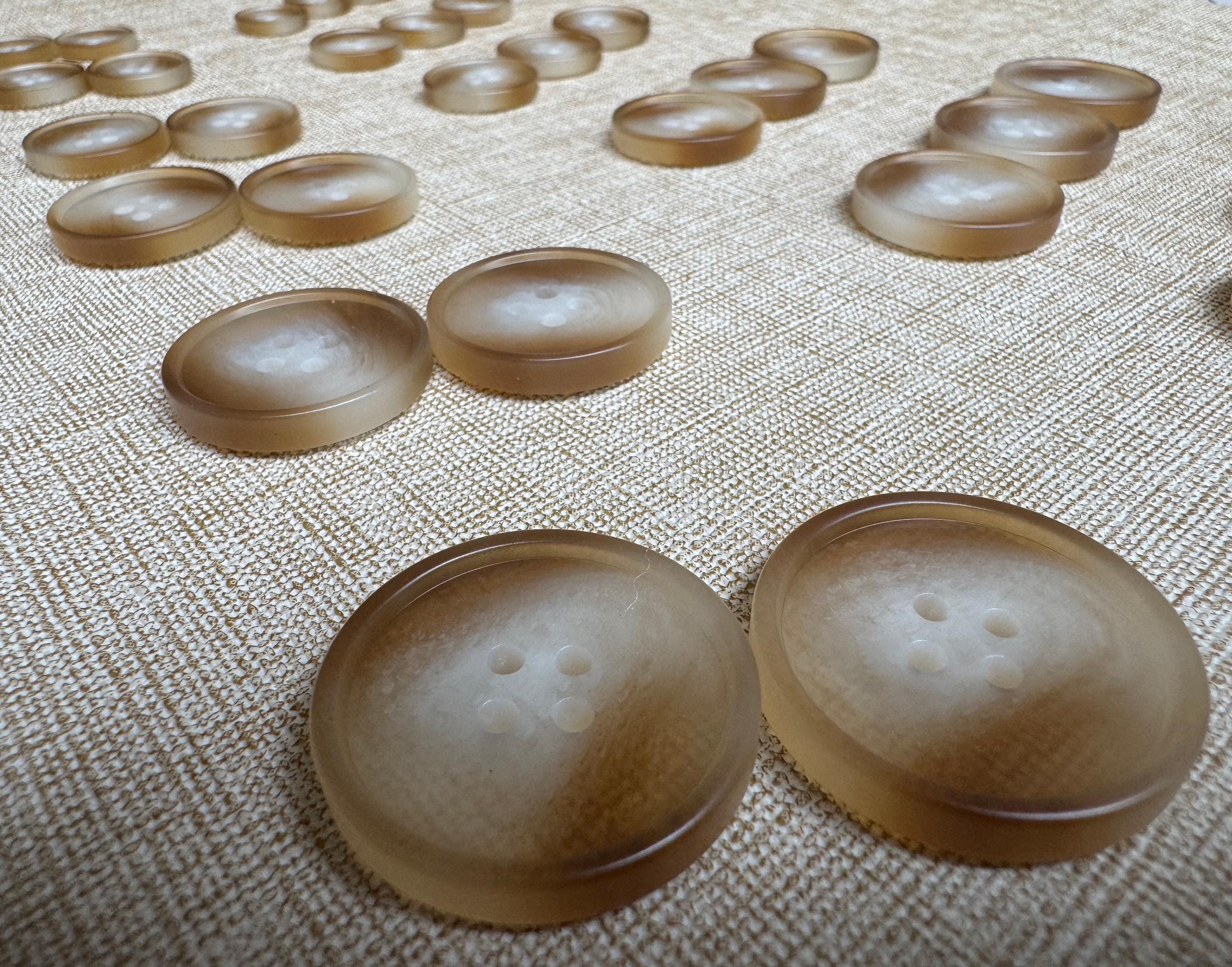 Classic Amber Resin Buttons - Semi-transparent Round Rimmed Buttons - 4 ...