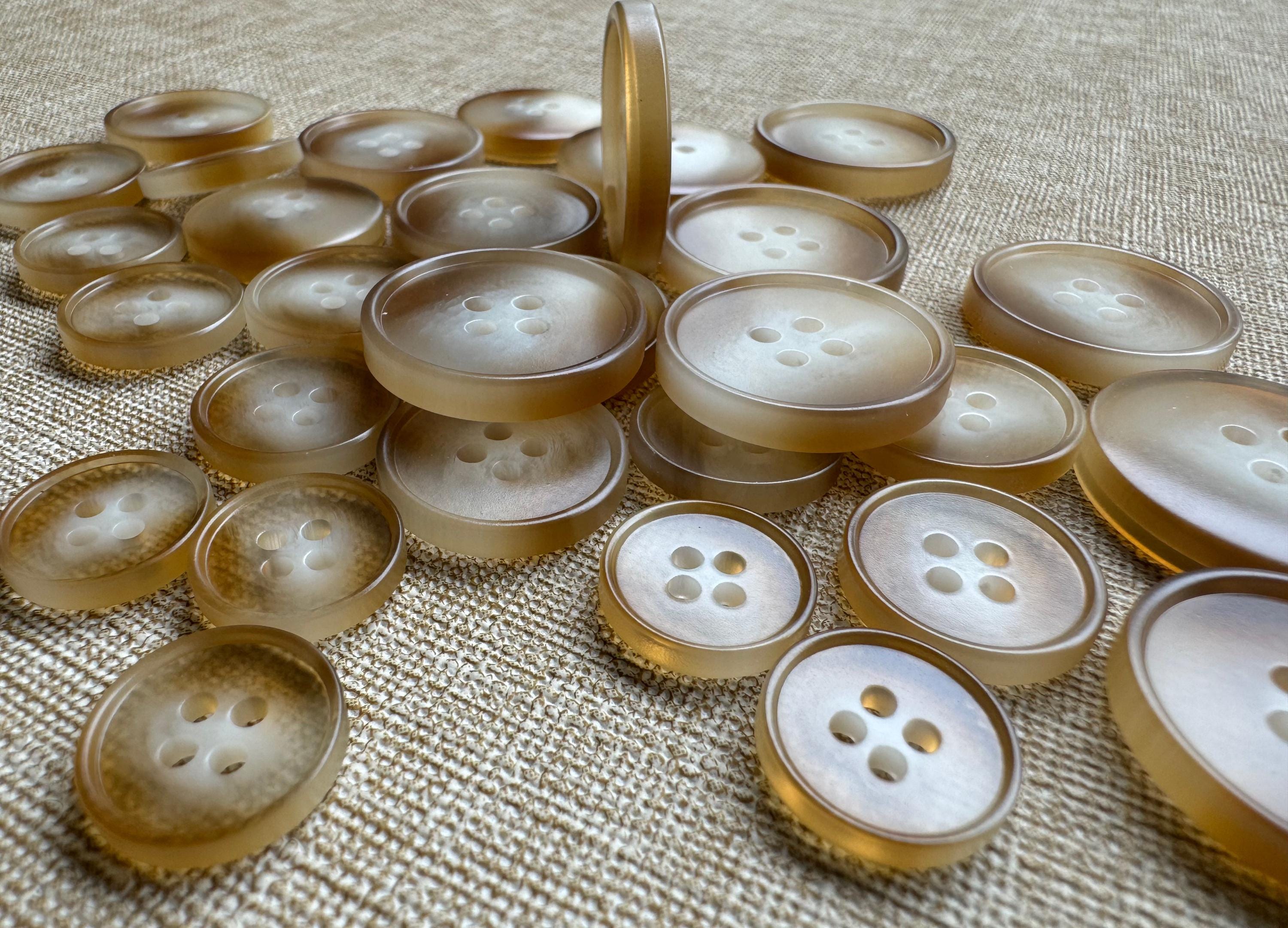 Classic Amber Resin Buttons - Semi-transparent Round Rimmed Buttons - 4 ...