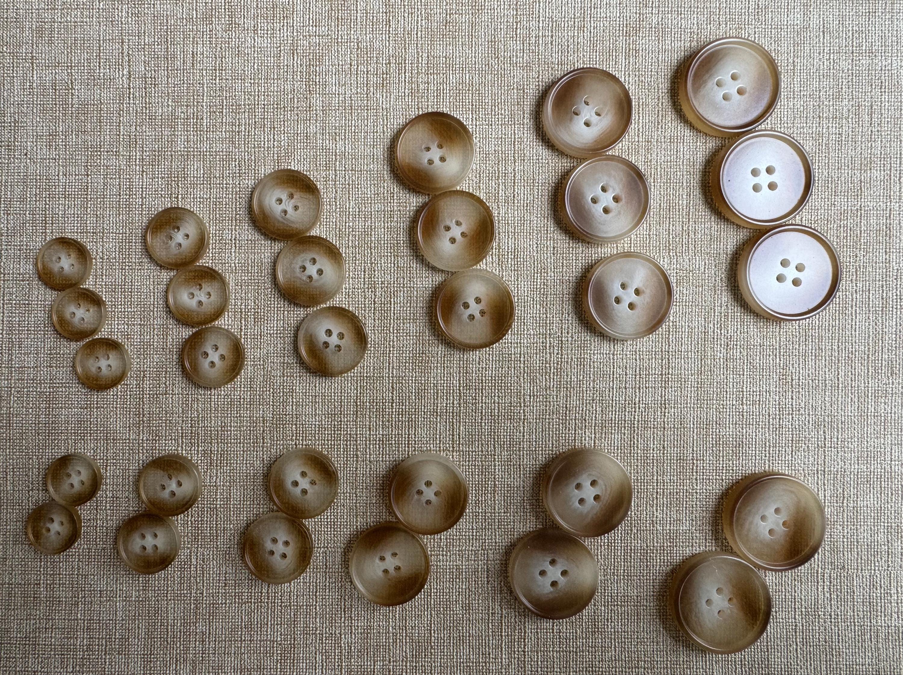 Classic Amber Resin Buttons - Semi-transparent Round Rimmed Buttons - 4 ...