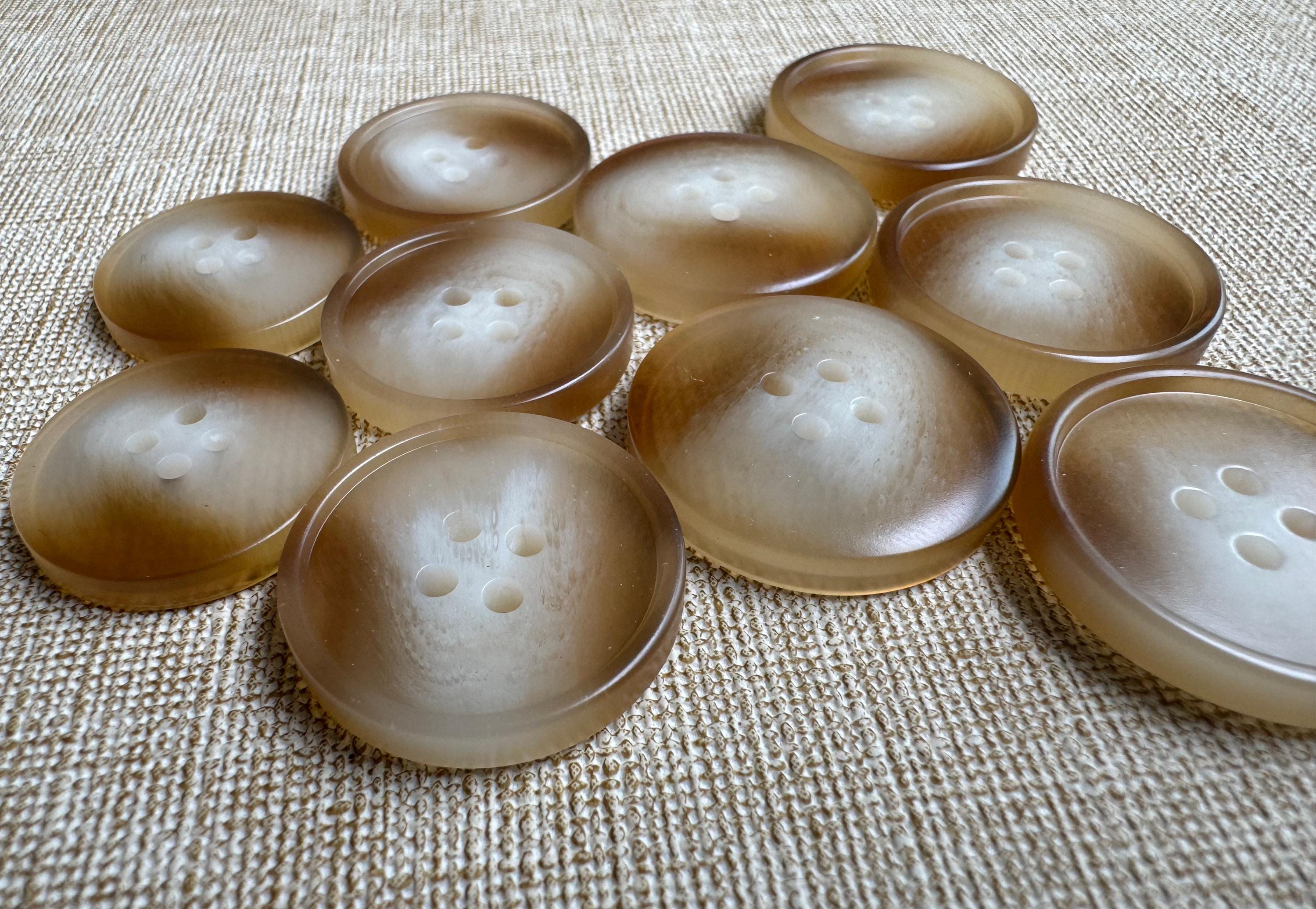 Classic Amber Resin Buttons - Semi-transparent Round Rimmed Buttons - 4 ...