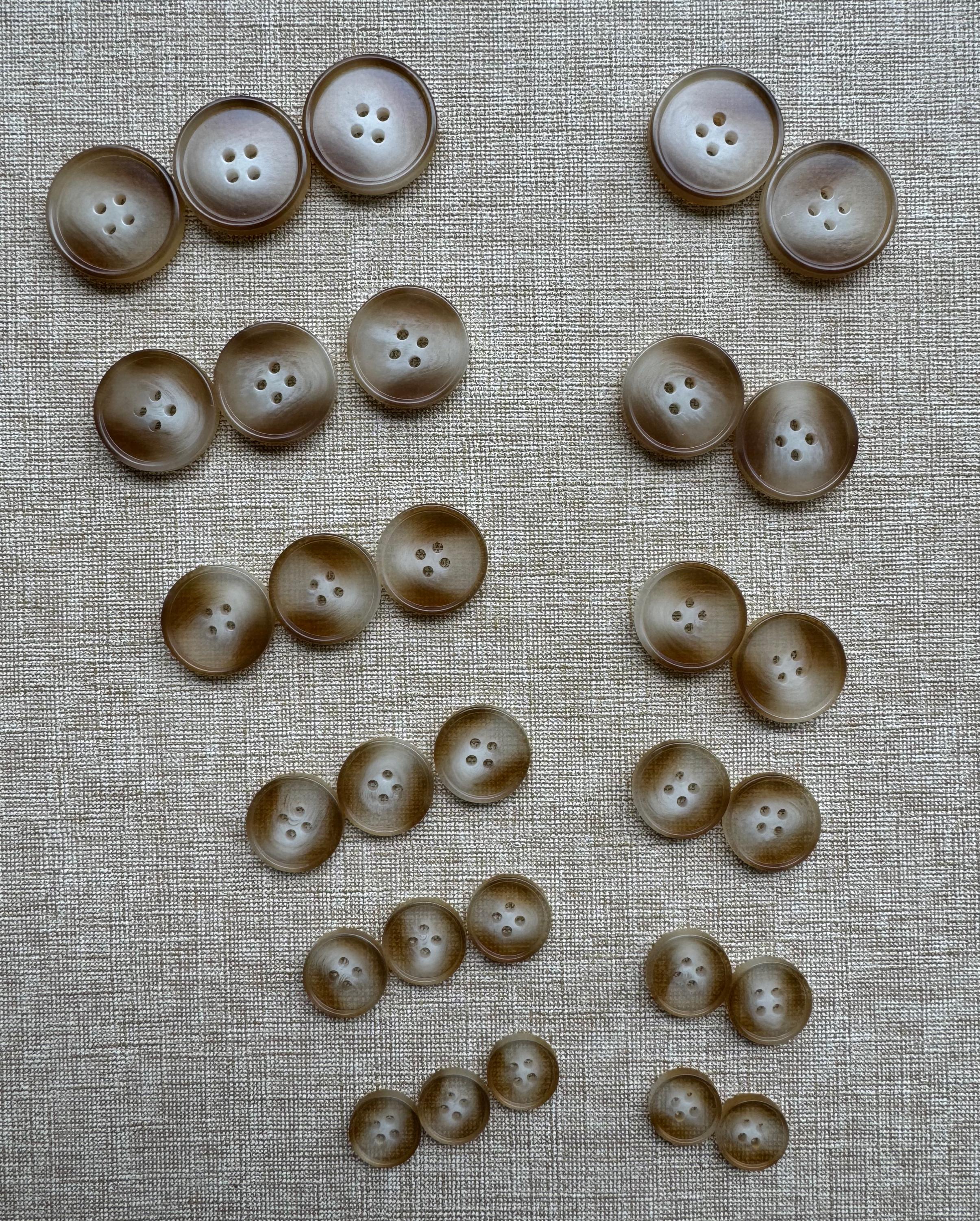 Classic Amber Resin Buttons - Semi-transparent Round Rimmed Buttons - 4 ...