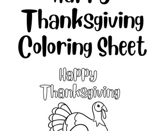Happy Thanksgiving Turkey Coloring Sheet Download - Etsy