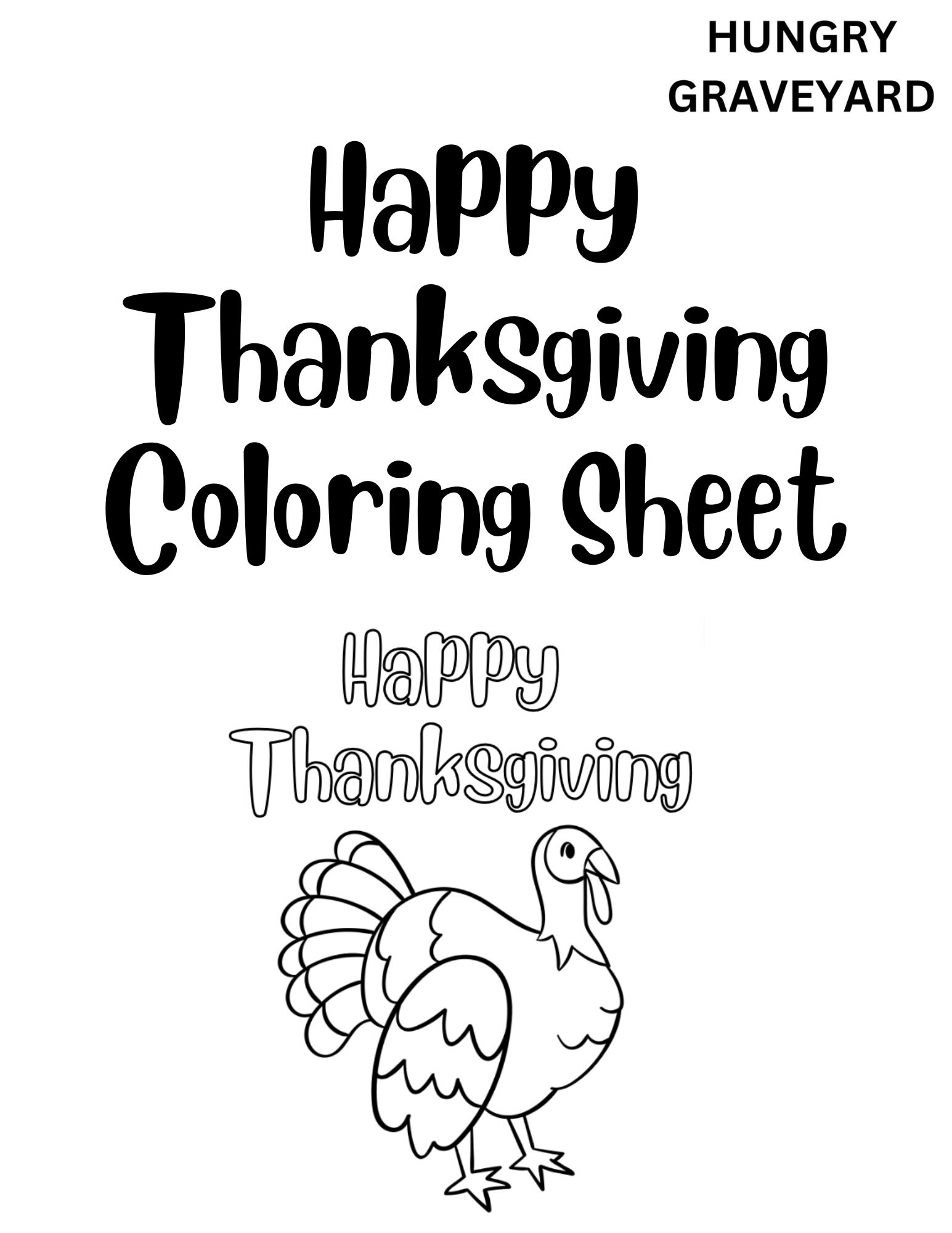 Happy Thanksgiving With Turkey Coloring Sheet - Etsy