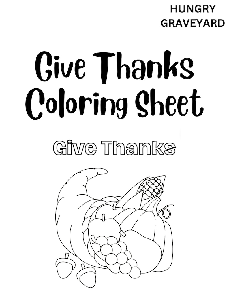 Cornucopia / Give Thanks Coloring Sheet - Etsy