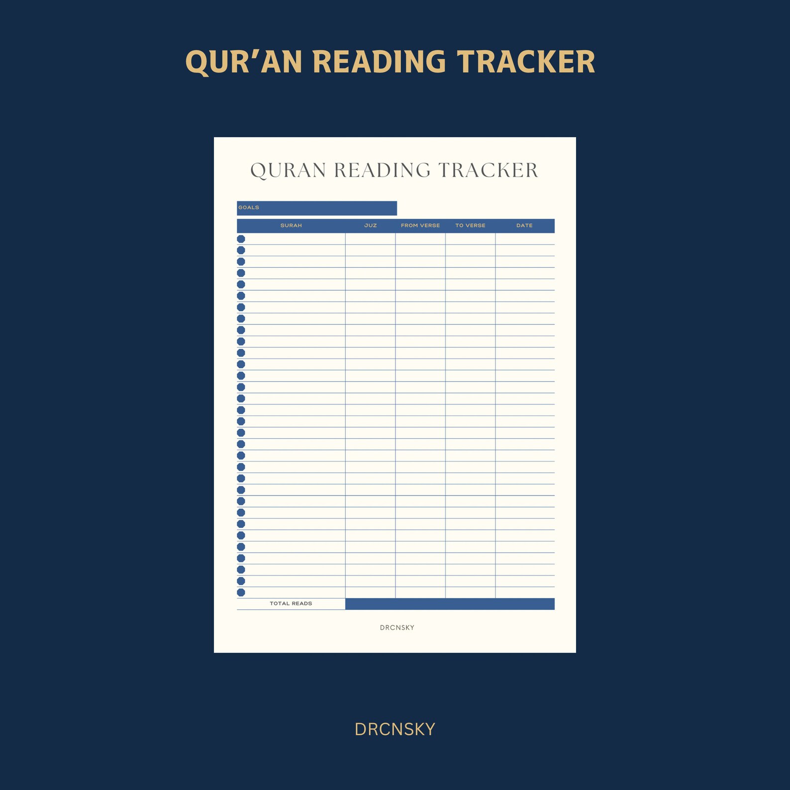 Quran Reading Tracker, Surah Checklist, Printable Quran Reading Tracker ...