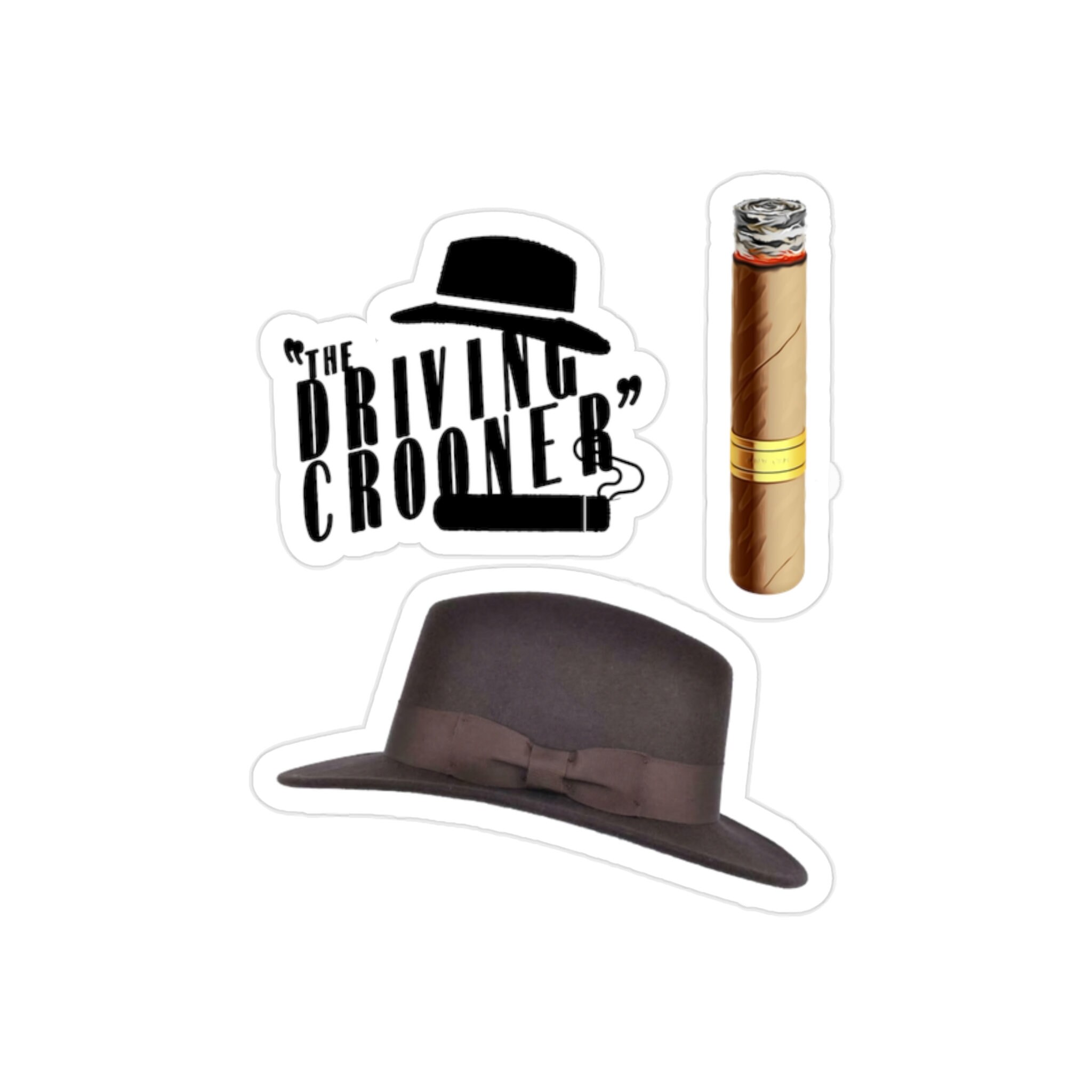 The Driving Crooner Logo Decal With Free Fedora and Cigar Transparent ...