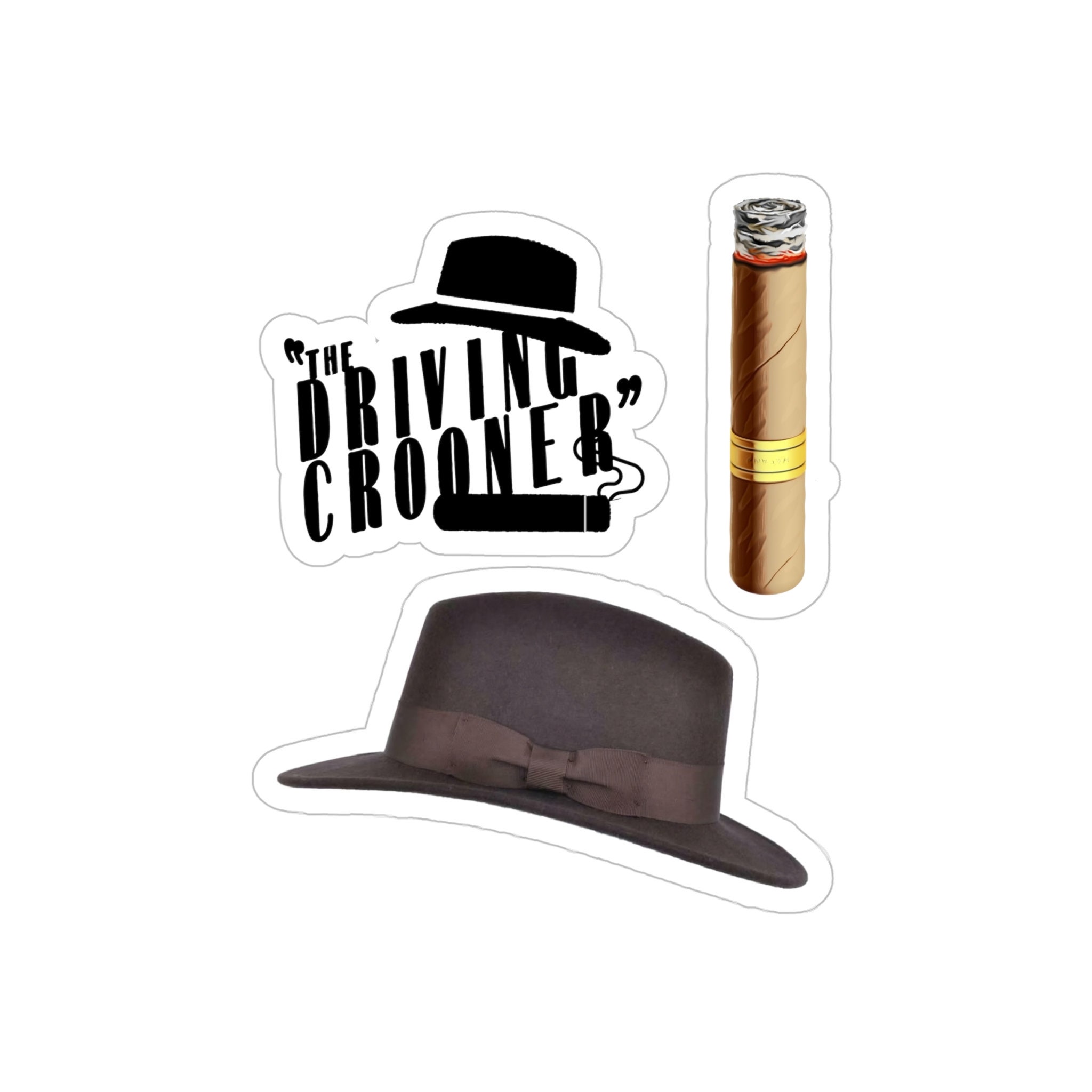 The Driving Crooner Logo Decal With Free Fedora and Cigar Transparent ...
