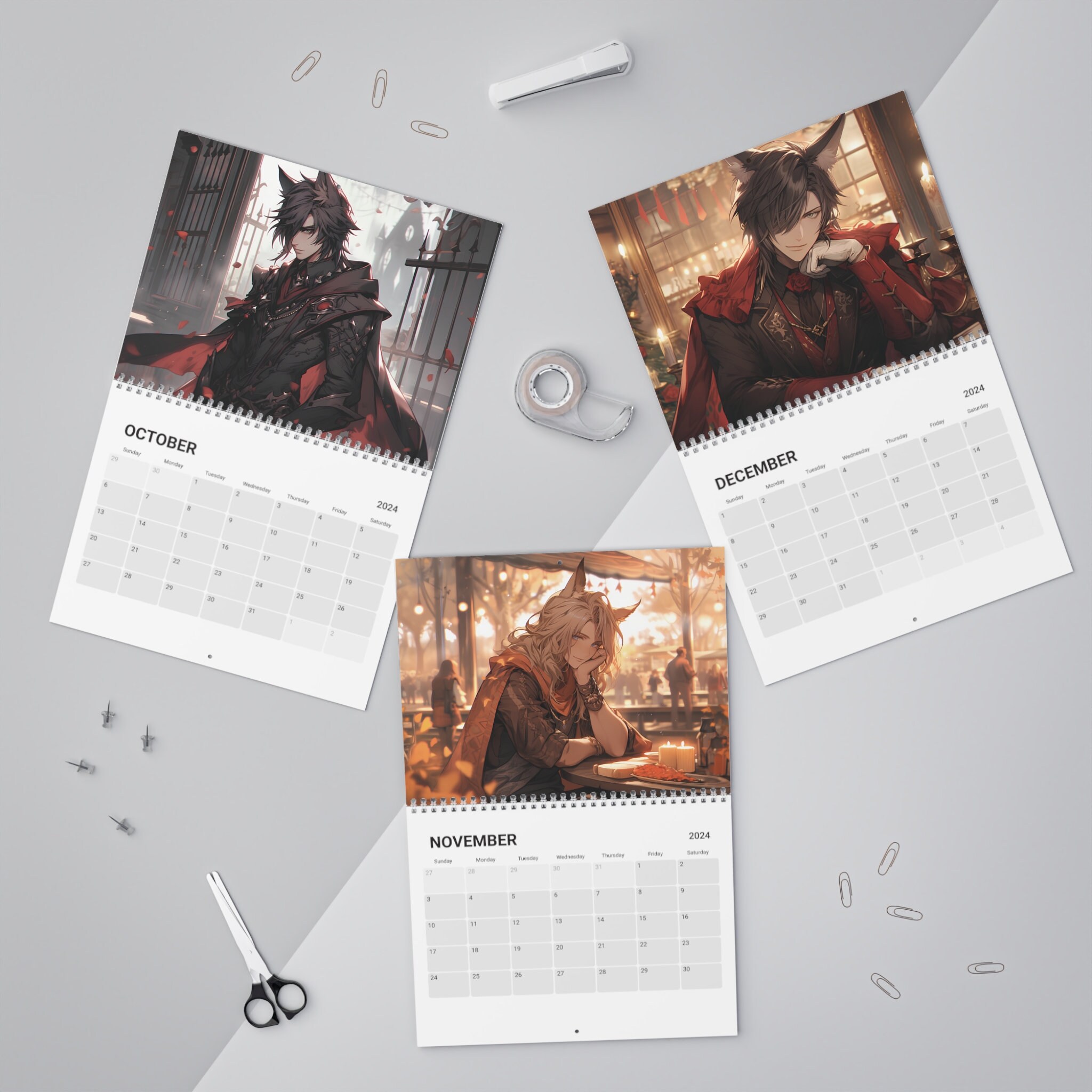 Limited Edition Anime Guy 2024 Calendar Handsome Catboys Kawaii Wall ...