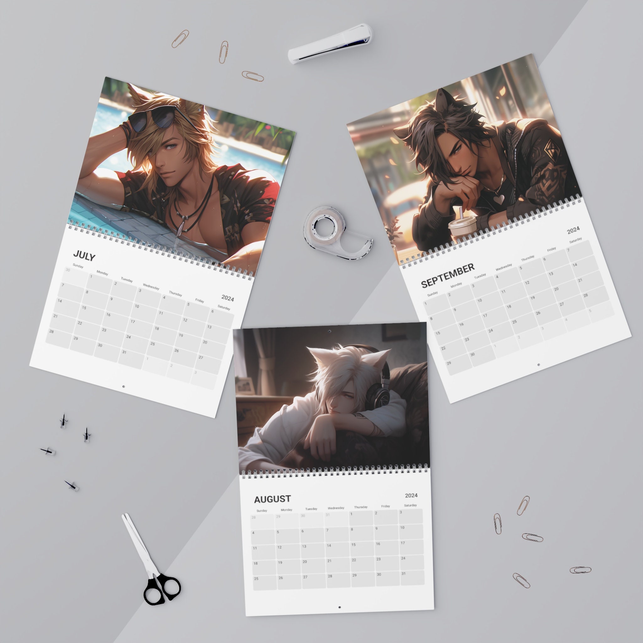 Limited Edition Anime Guy 2024 Calendar Handsome Catboys Kawaii Wall ...