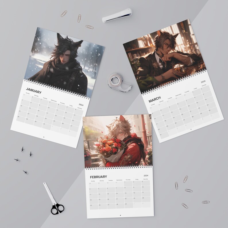 Limited Edition Anime Guy 2024 Calendar Handsome Catboys Kawaii Wall ...