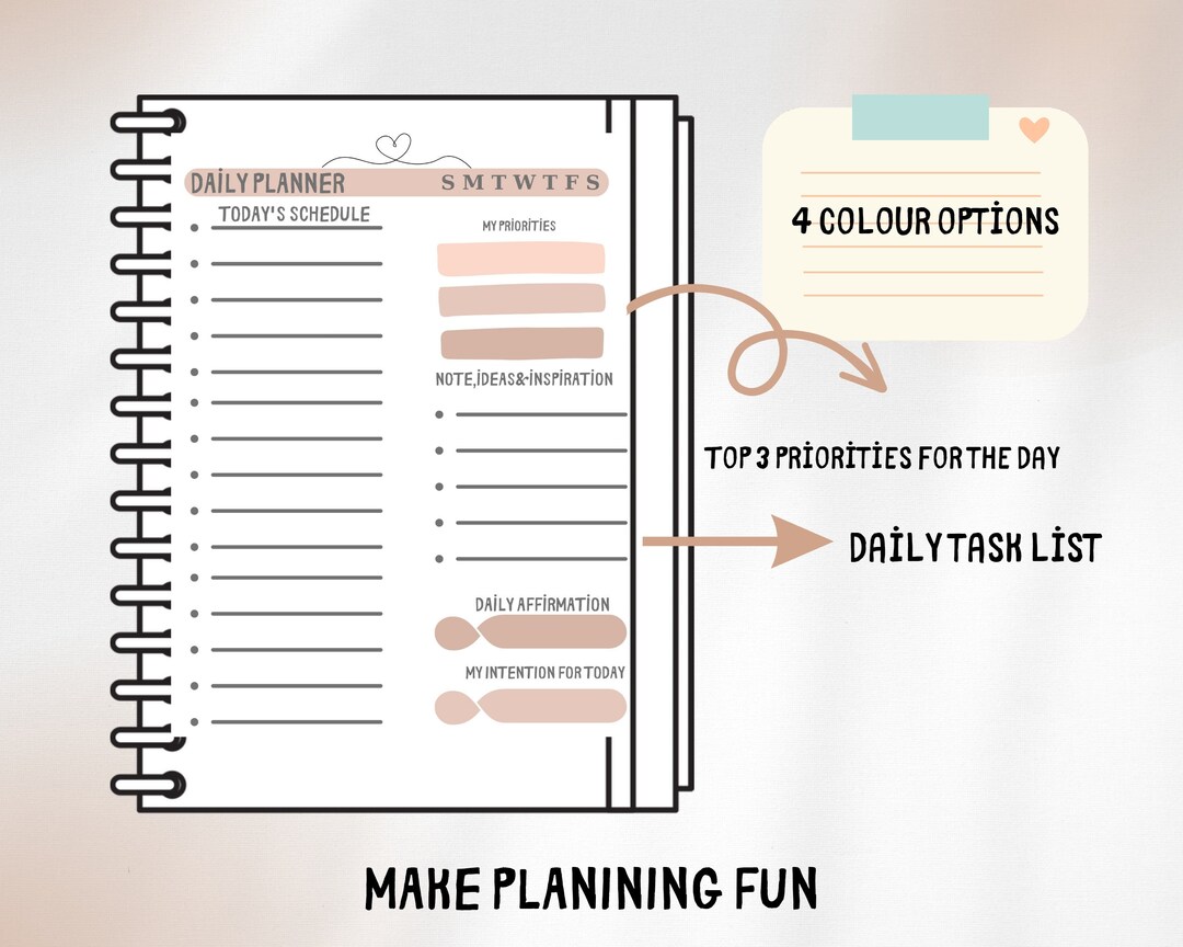 DAILY PLANNER -digital Download &print- Unlimited Usage-adhd Daily ...