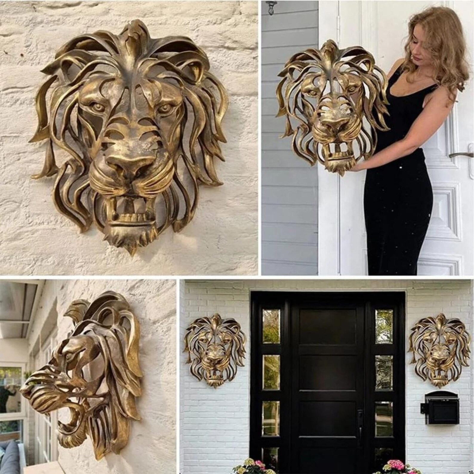Find Large Lion Head Wall Mounted Art Sculpture Resin Crafts Etsy