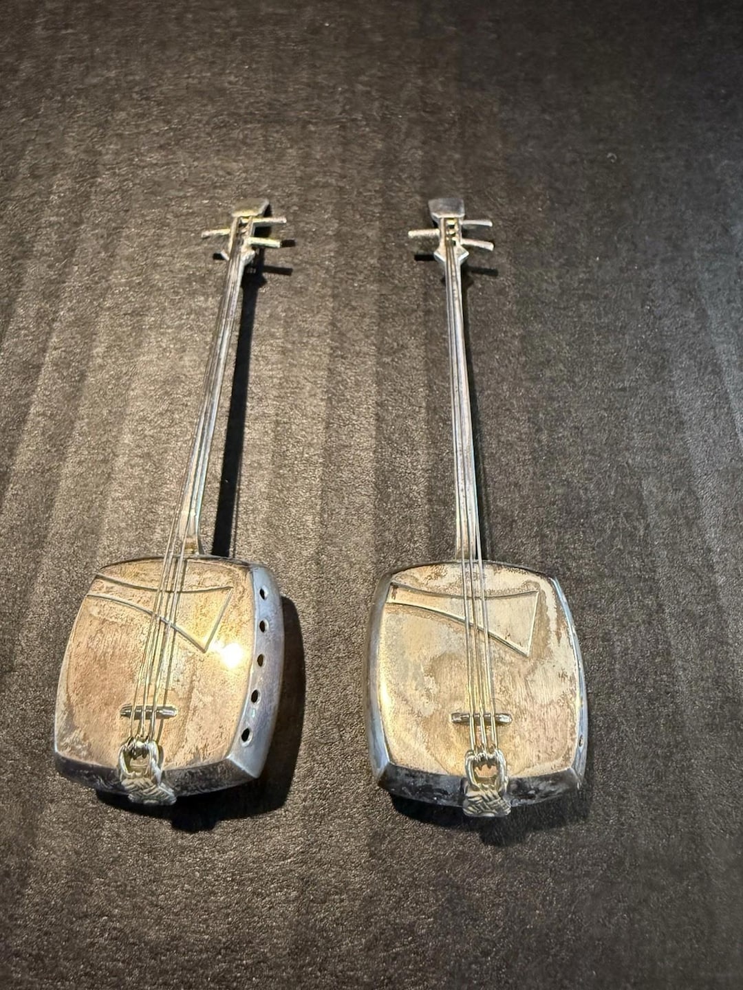 Vintage Japanese Sterling Silver BANJO Instrument Shamisen Salt ...