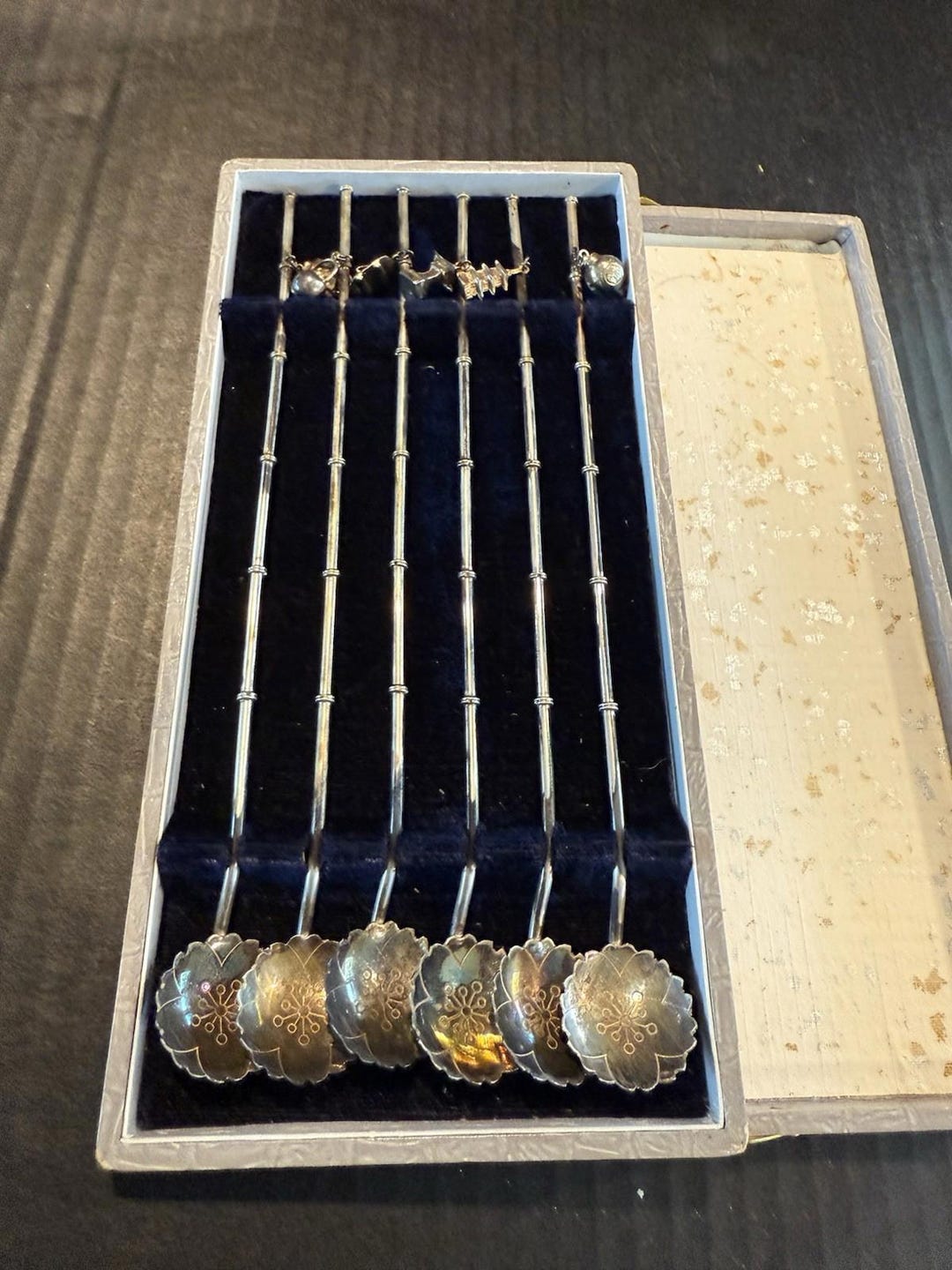 Vintage 6 Japanese Sterling 950 Silver Mixing Spoons Ice Teaspoons in ...
