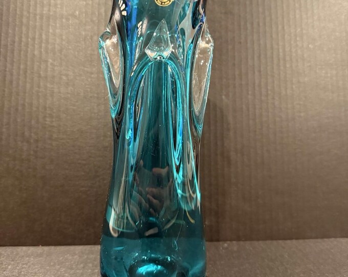 Mid-century Sanyu Art Glass Vase Teal Blue Japanese Blown Glass - Etsy