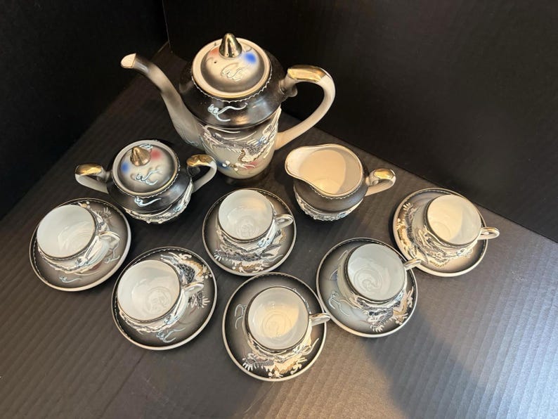 Moriage Dragonware Tea Set Vintage Japanese Complete 15 Piece - Etsy