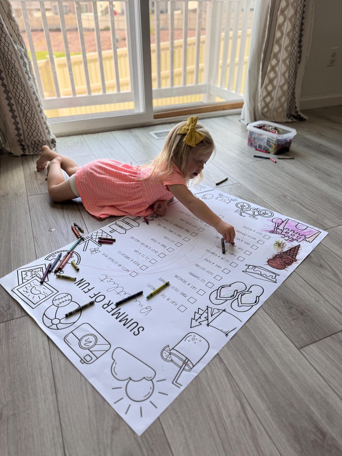 Summer Bucket List & Coloring Page, Giant Coloring Page, Summer Fun ...