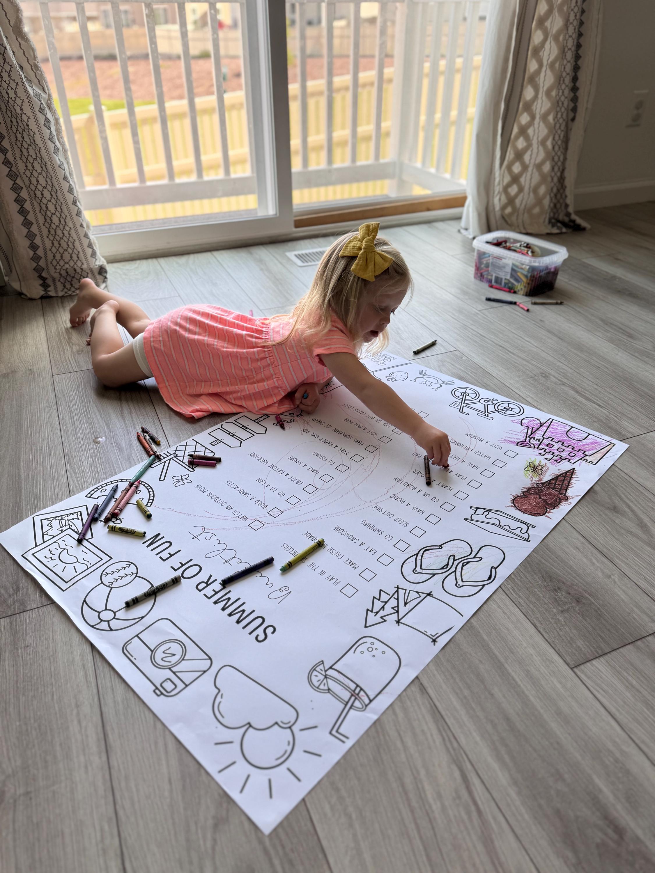 Summer Bucket List & Coloring Page, Giant Coloring Page, Summer Fun ...