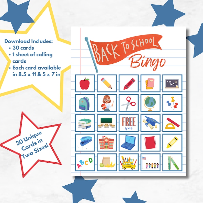 Back to School Bingo, 30 Different Cards, Instant Download for Teachers ...