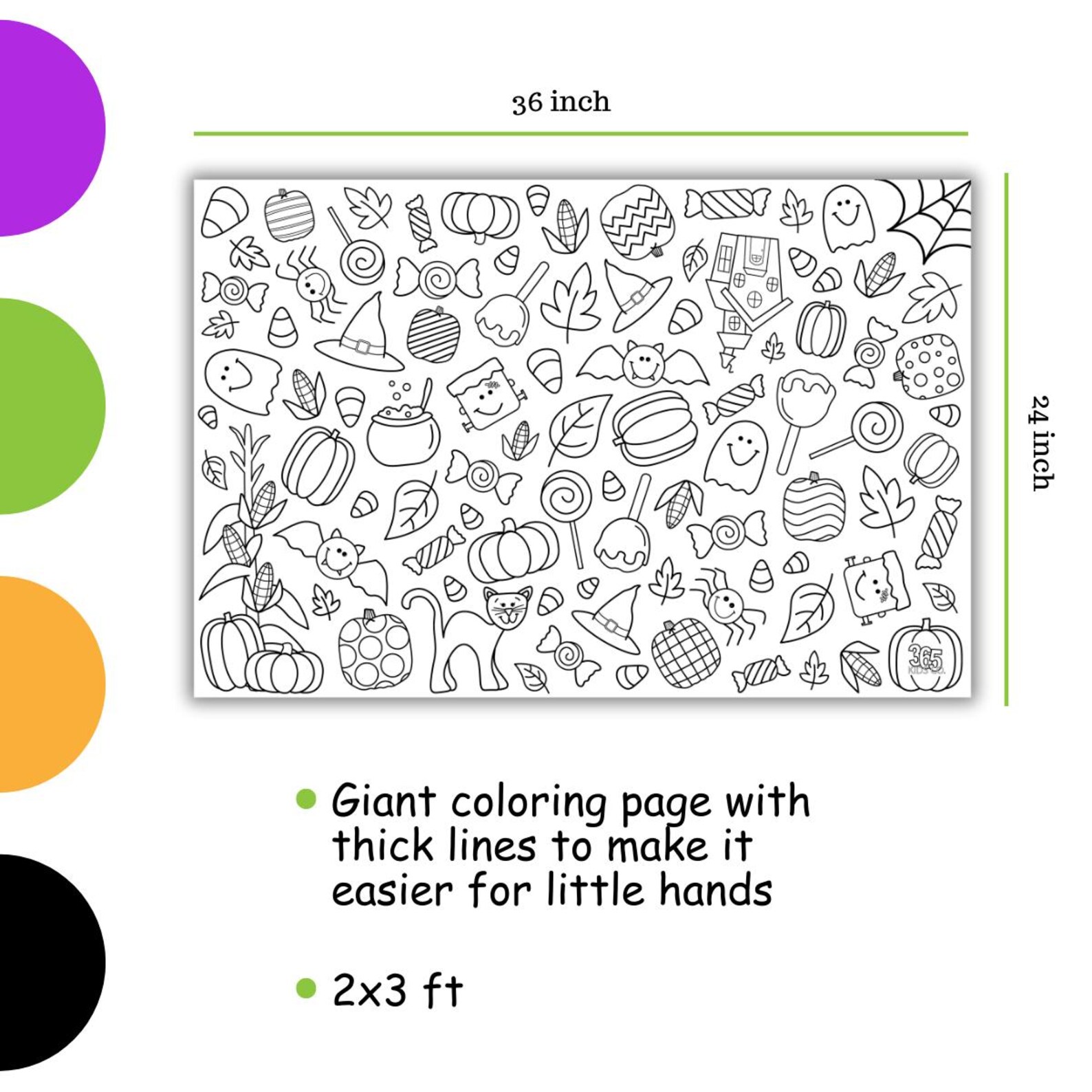 Giant Halloween Coloring Page, Fall Fun Coloring, Large Coloring Page ...