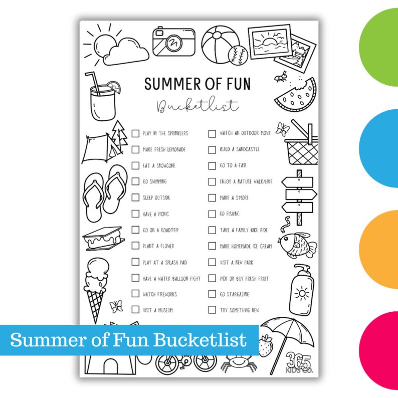 Jumbo Summer Bucket List & Coloring Page, Giant Coloring Page, Summer ...