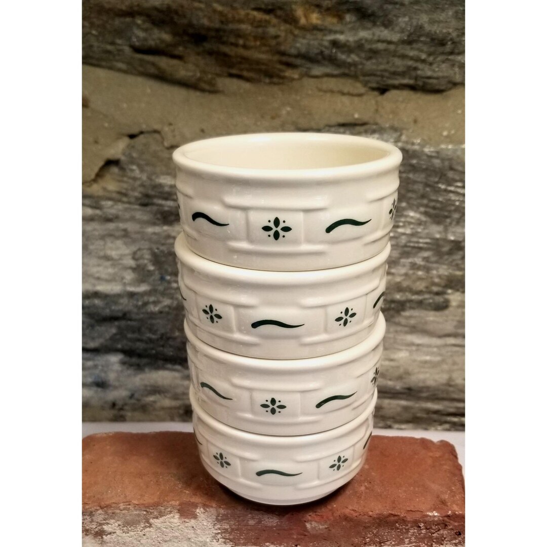 VTG Longaberger Pottery 3 Custard Condiment Bowls Woven Tradition ...