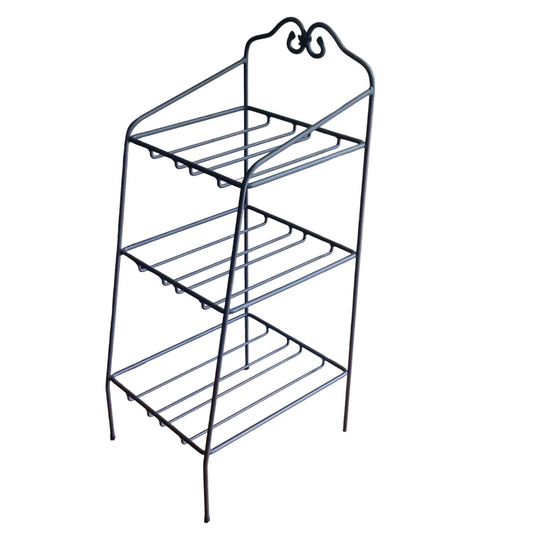 Vintage Tall Longaberger Black Wrought Iron 3-tier Bin Basket Stand ...
