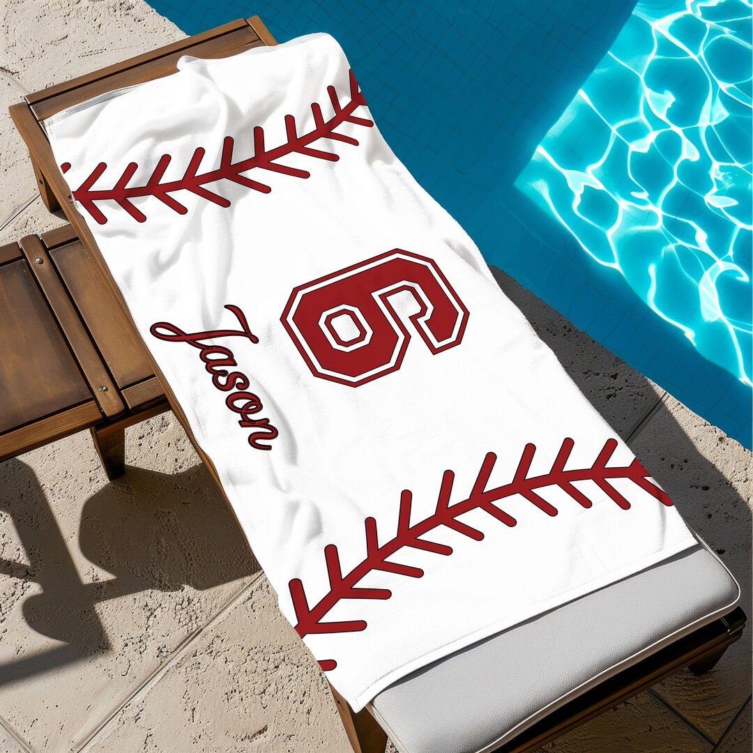 Custom Sports Name Beach Towel,personalized Baseball Pool Towel,school ...