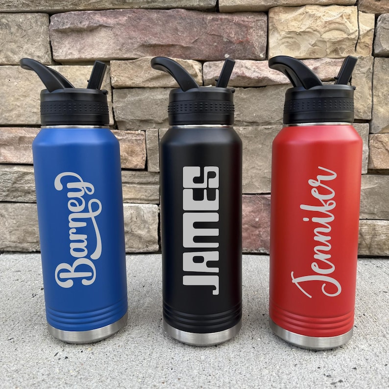 Custom Name 32 Oz Water Bottle,personalized Script Font Tumbler for ...
