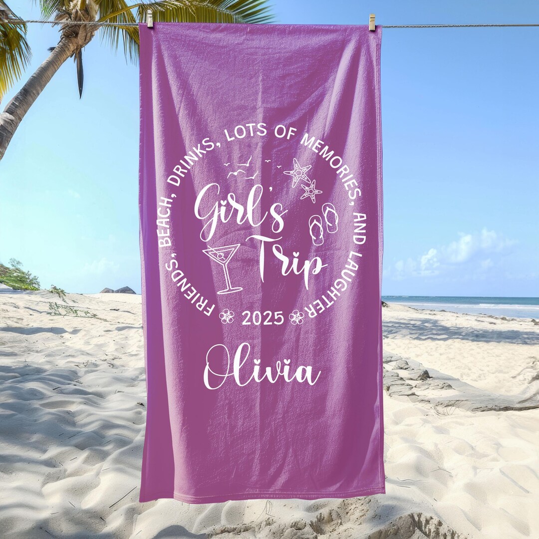 Besties Trip 2026 Name Beach Towel, Girls Vacation Best Friend Buddies ...