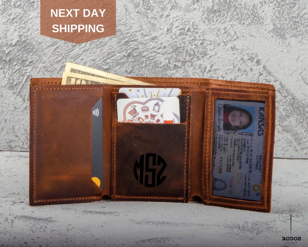 Trifold Mens Wallet, Christmas Gift for Him, Bilfold ID Holder ...