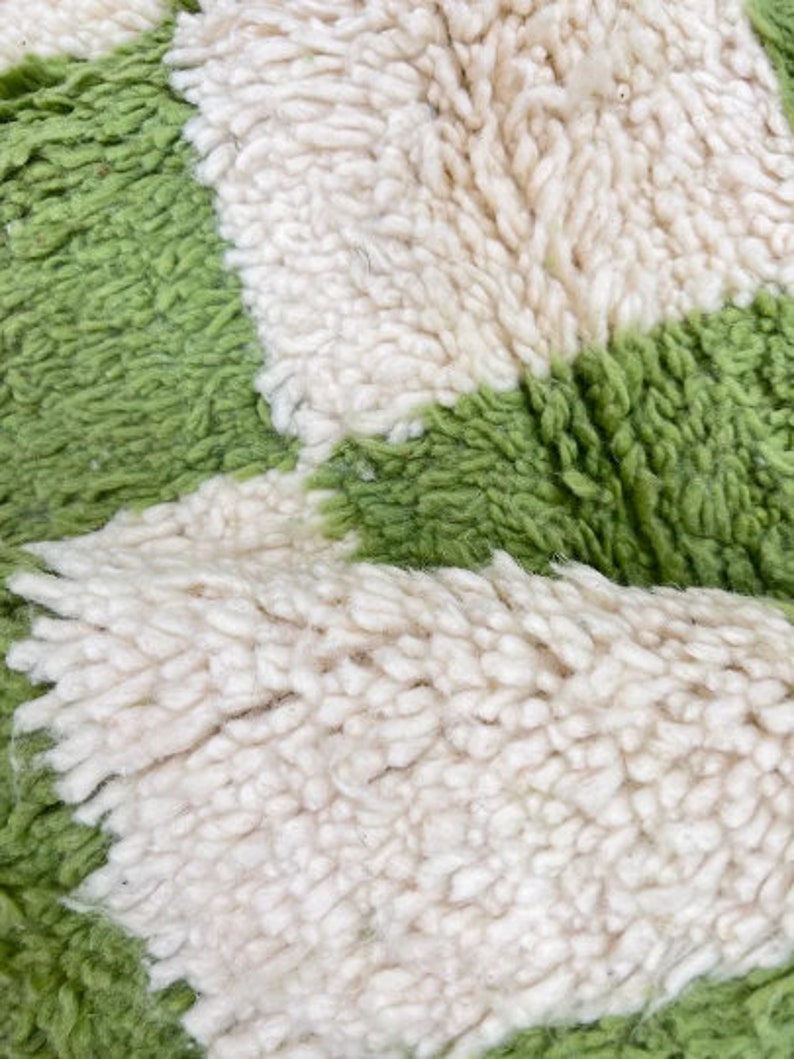 Large Green and White Checkered Rug, Moroccan Berber Checkered Rug ...