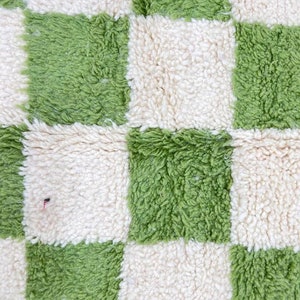 Large Green and White Checkered Rug, Moroccan Berber Checkered Rug ...