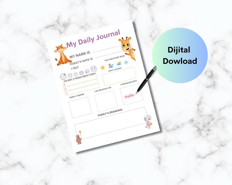 Kids Daily Journal Printable Journal for Kids Diary for - Etsy
