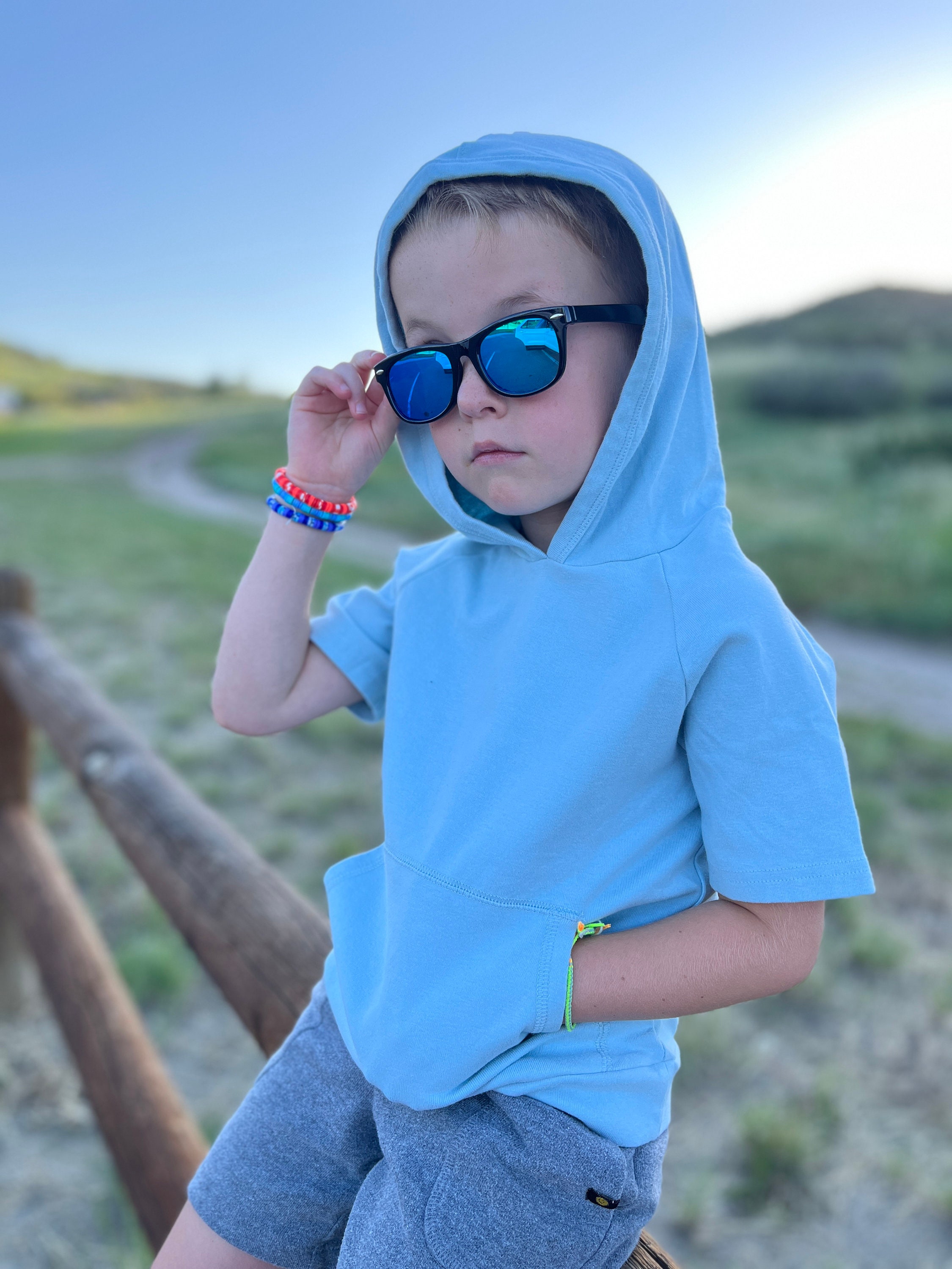 Black and Blue Kids Sunglasses Ray ban Like Etsy