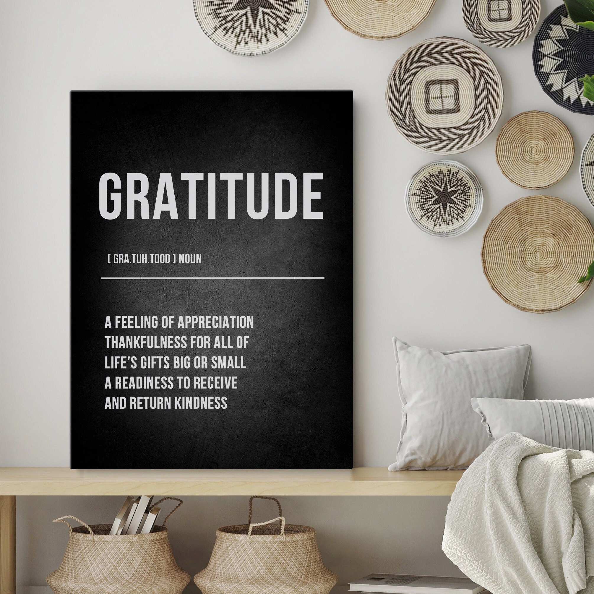 Gratitude Definition Print, Gratitude Print on Canvas, Gift for Him ...