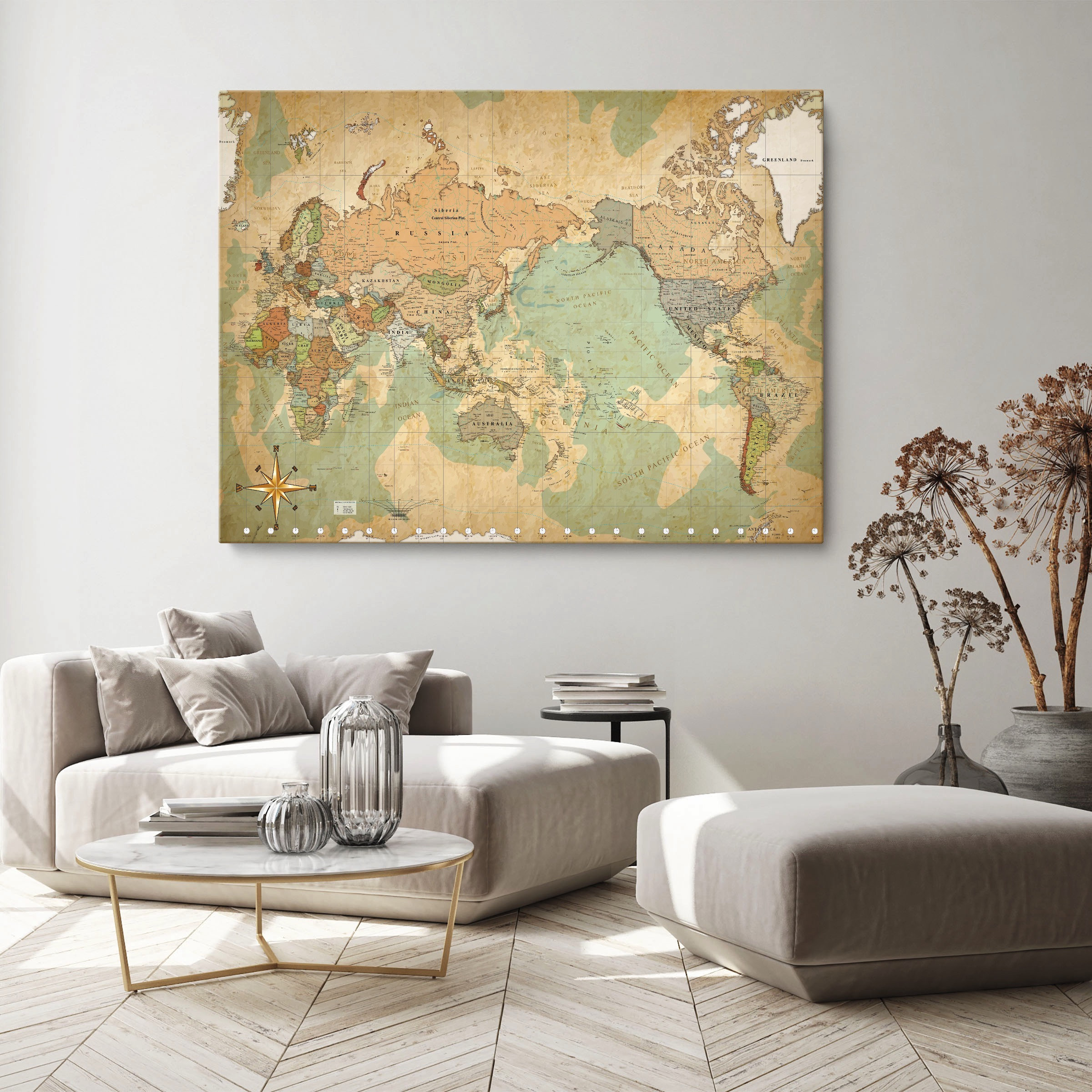 World Map Canvas, up to Date Extra Large Canvas, Highly Detailed ...