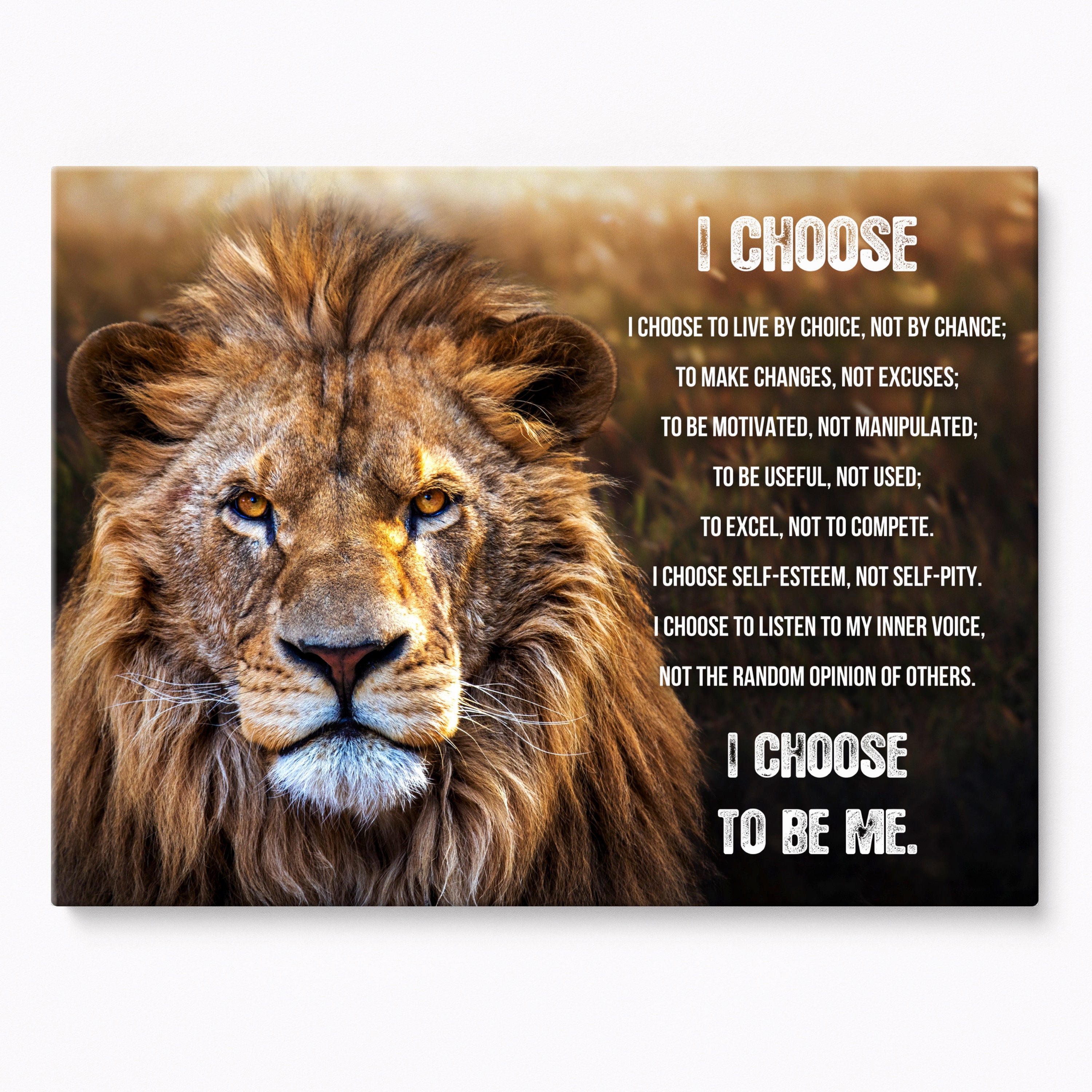 Lion Motivational Print, I Choose to Be Me Quotes, Lion Motivational ...