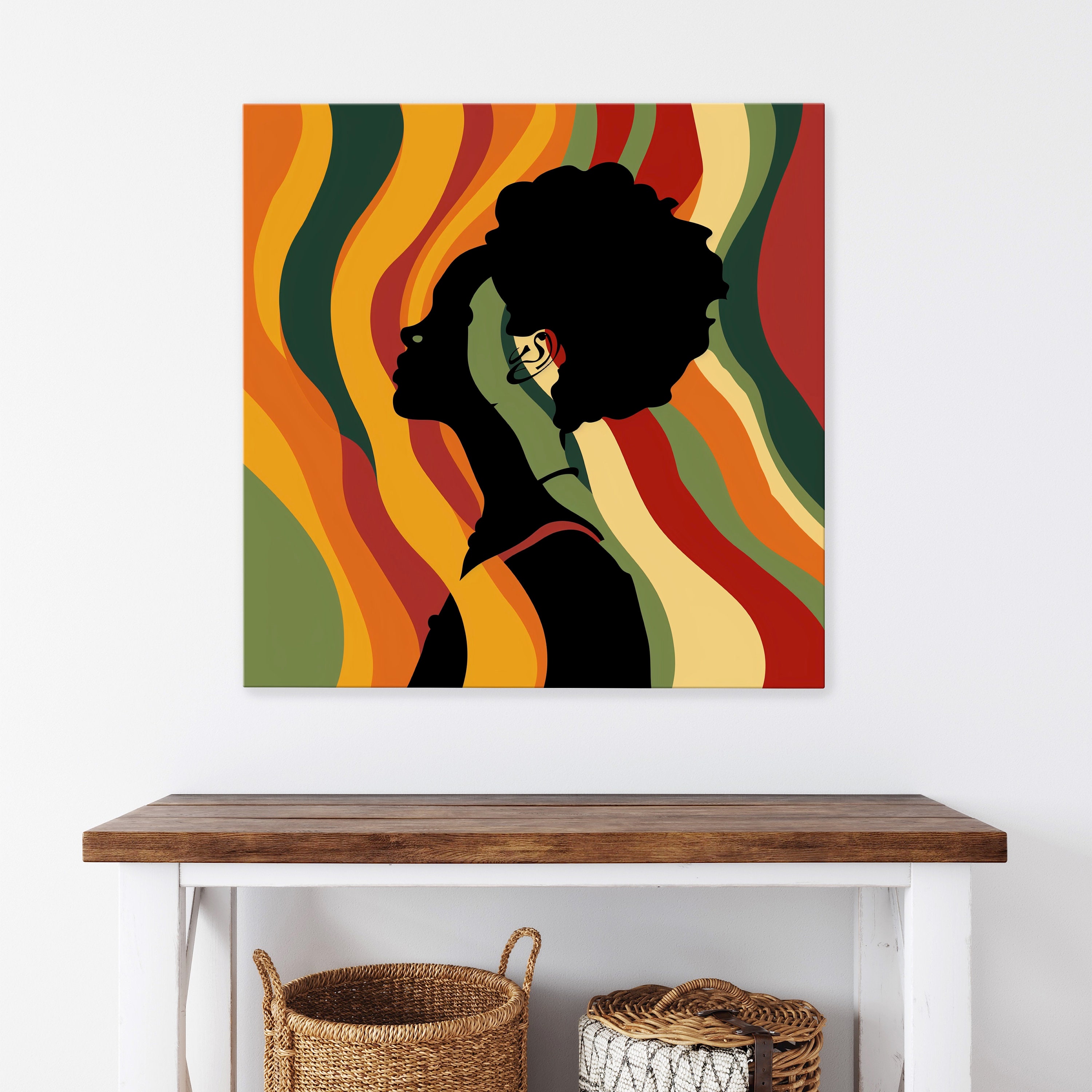 African Woman Abstract Print, African Art Canvas, Colorful Art, Printed ...