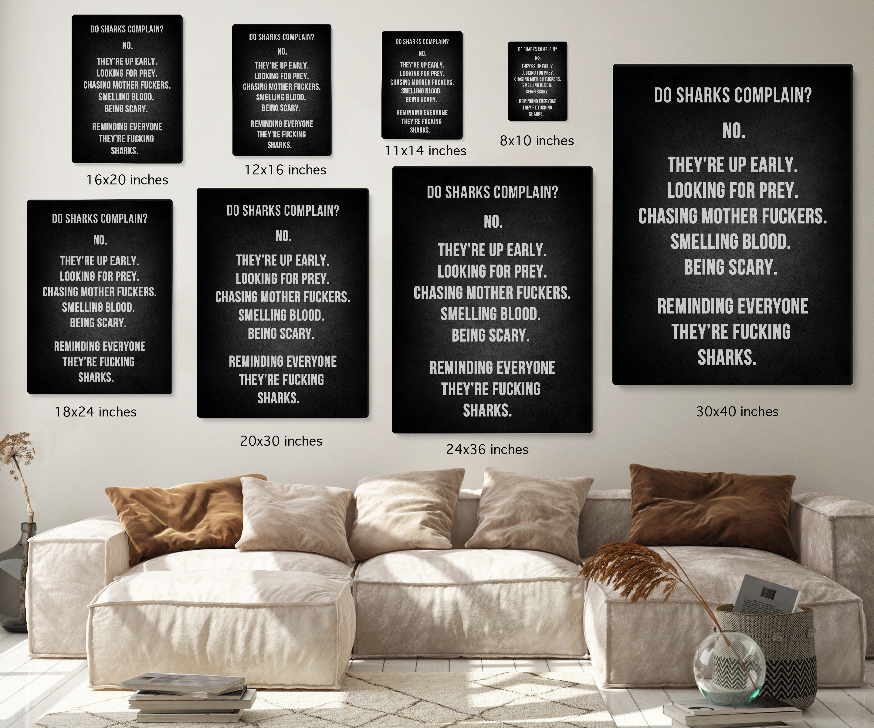 Do Sharks Complain Canvas,sports Motivational Home Gym Decor, Garage ...